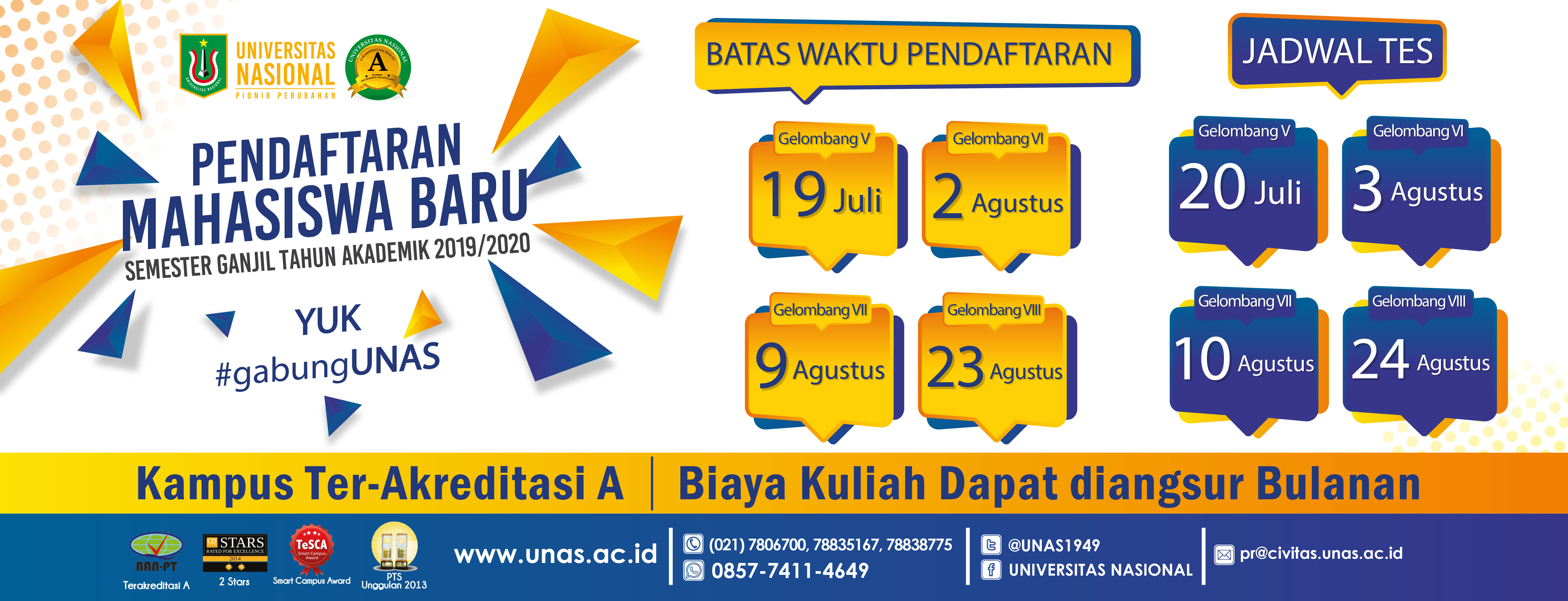Pendaftaran Mahasiswa Baru UNAS Semester Ganjil Tahun Akademik 2019/ ...