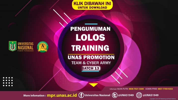 PESERTA YANG LOLOS TAHAP TRAINING UNAS PROMOTION TEAM BATCH 13 – MPR UNAS PESERTA YANG LOLOS TAHAP TRAINING UNAS PROMOTION TEAM BATCH 13 – MPR UNAS