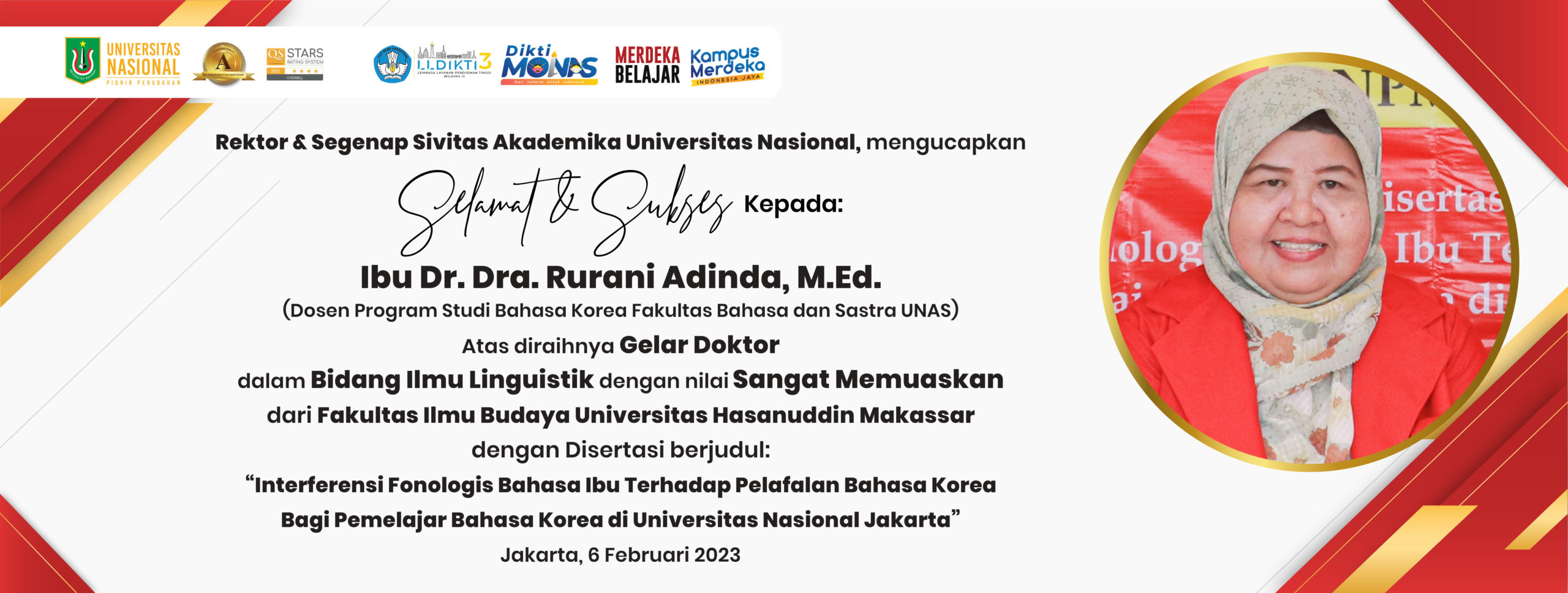 Rektor & Segenap Sivitas Akademika Universitas Nasional, mengucapkan ...