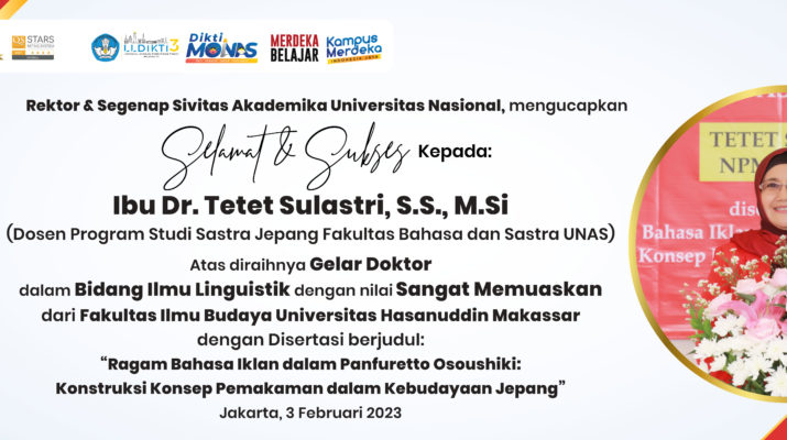 Rektor & Segenap Sivitas Akademika Universitas Nasional, mengucapkan Selamat & Sukses Kepada ...